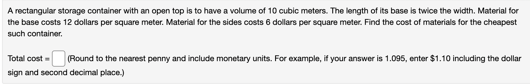 Solved A rectangular storage container with an open top is | Chegg.com