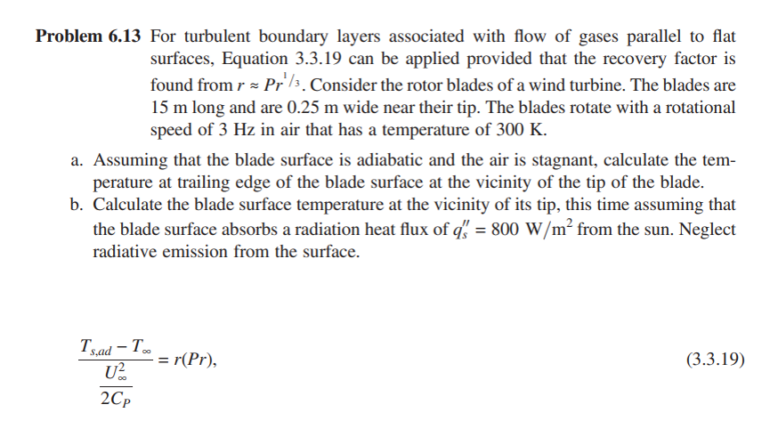 Solved Problem 6.13 ﻿For turbulent boundary layers | Chegg.com