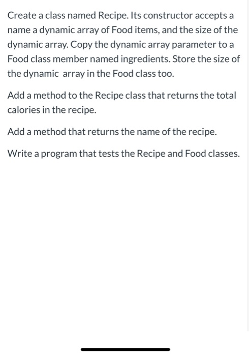 Solved Create a class named Recipe. Its constructor accepts | Chegg.com