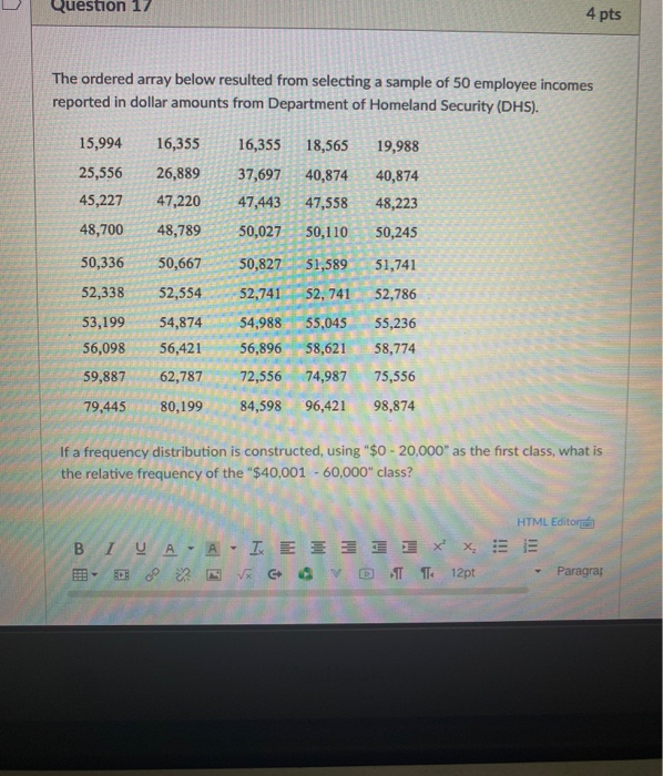 Solved Question 17 4 pts The ordered array below resulted | Chegg.com
