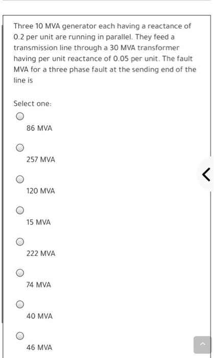 Solved Three 10 MVA generator each having a reactance of 0.2 | Chegg.com