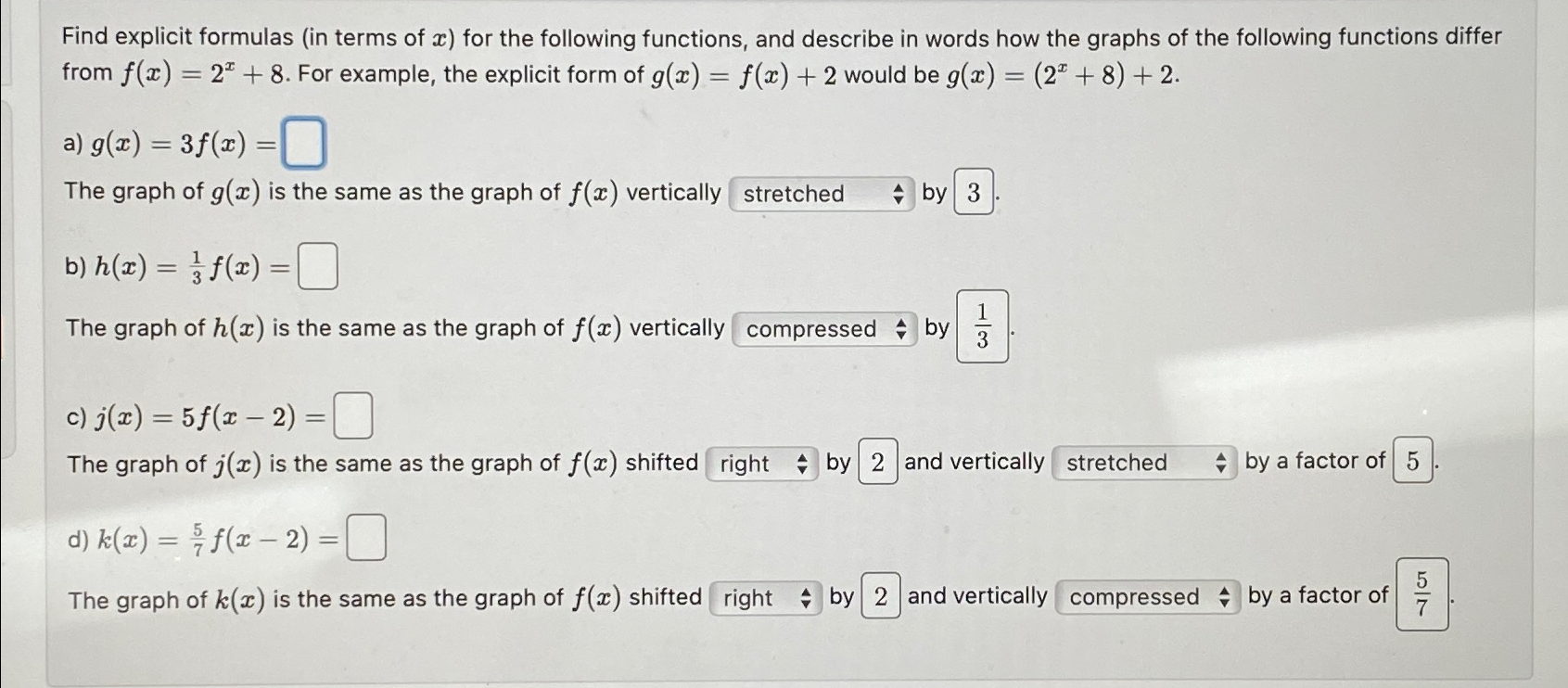 Solved Find explicit formulas (in terms of x ) ﻿for the | Chegg.com