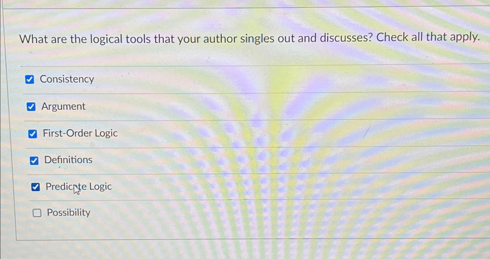 Solved What are the logical tools that your author singles | Chegg.com