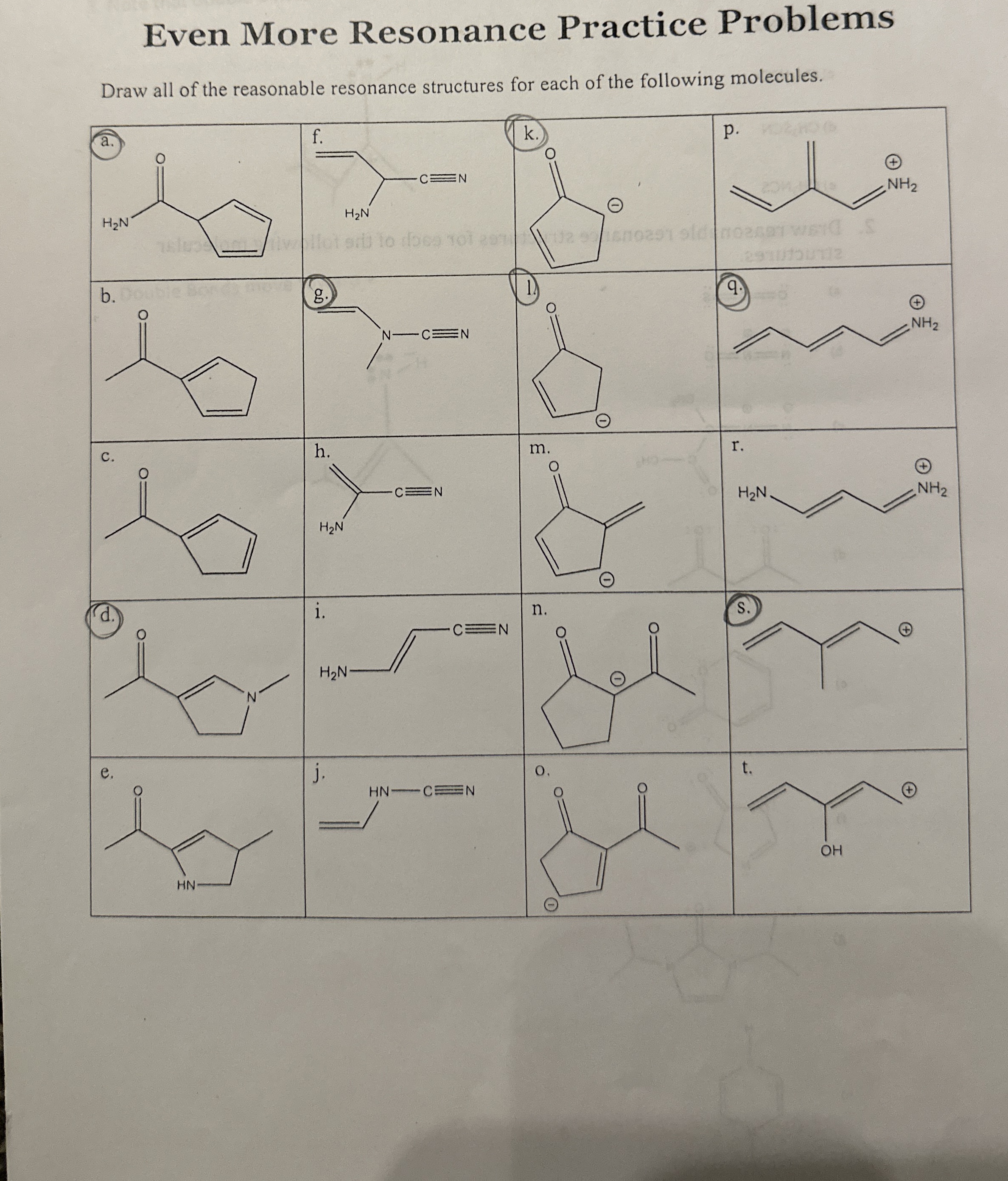 Solved Even More Resonance Practice ProblemsDraw all of the | Chegg.com