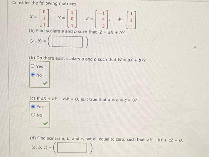 Solved Consider the following matrices. X = Z= W= (a) Find | Chegg.com