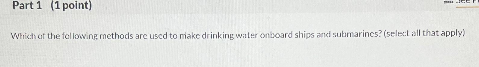 Solved Part 1 (1 ﻿point)Which of the following methods are | Chegg.com