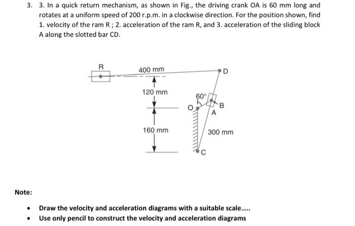 Solved 3. 3. In a quick return mechanism, as shown in Fig., | Chegg.com