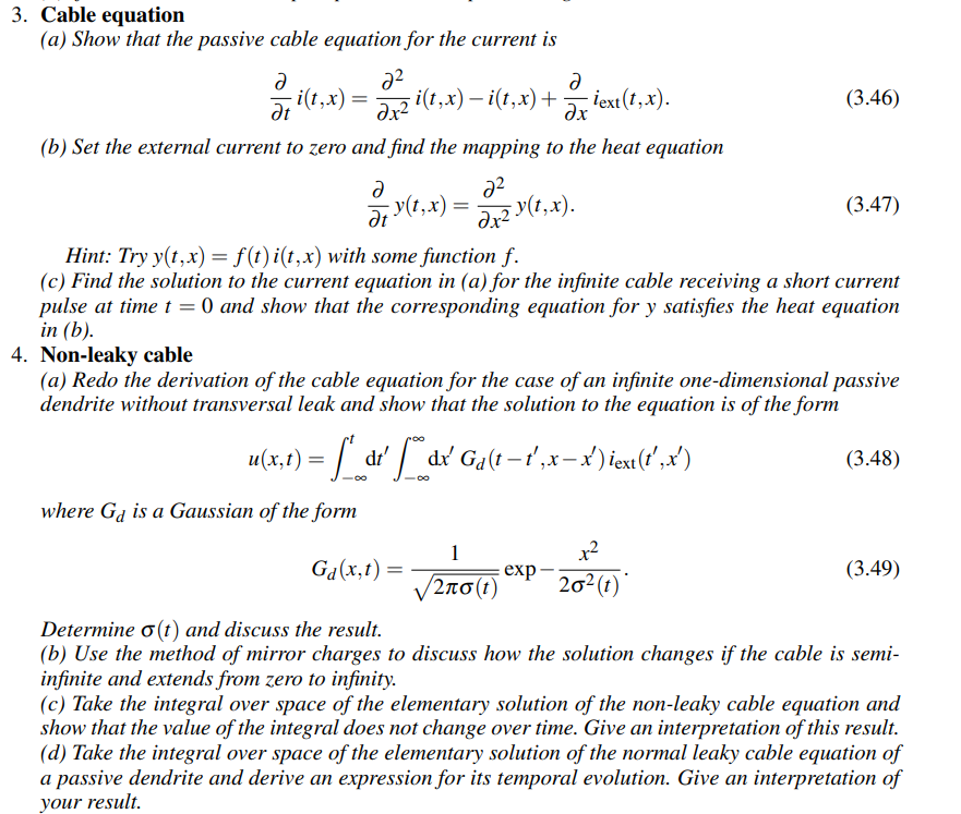 Solved Cable equation(a) ﻿Show that the passive cable | Chegg.com