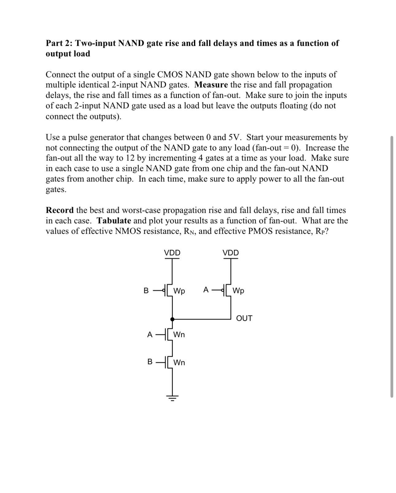 Solved Part 2: Two-input NAND gate rise and fall delays and | Chegg.com