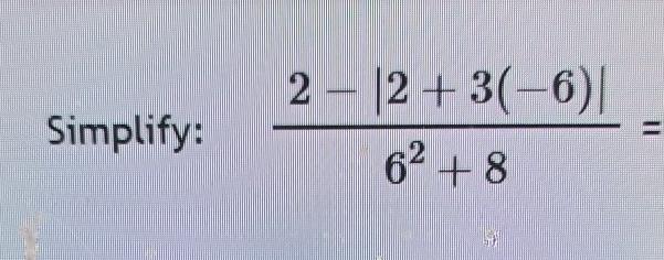 Solved Simplify: ,2-|2+3(-6)|62+8= | Chegg.com