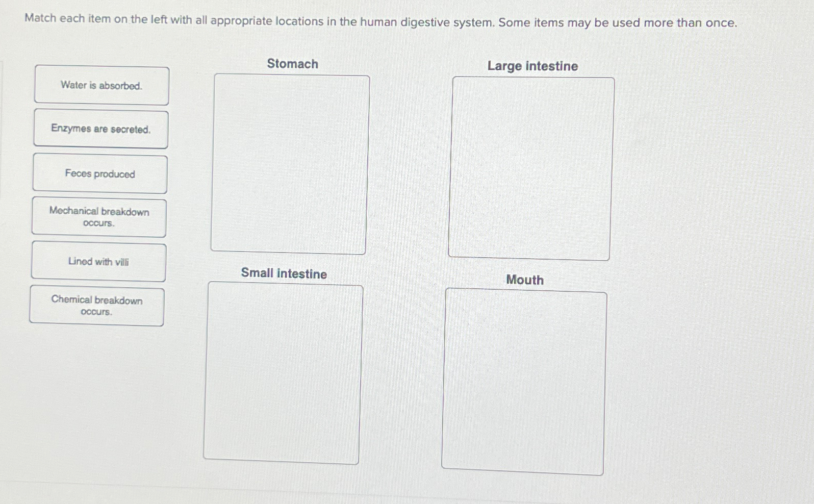 Solved Match each item on the left with all appropriate | Chegg.com