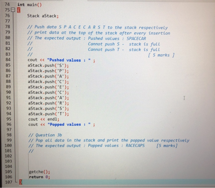 Solved Question 3 110 Marks Open "stack.cpp" and do the | Chegg.com