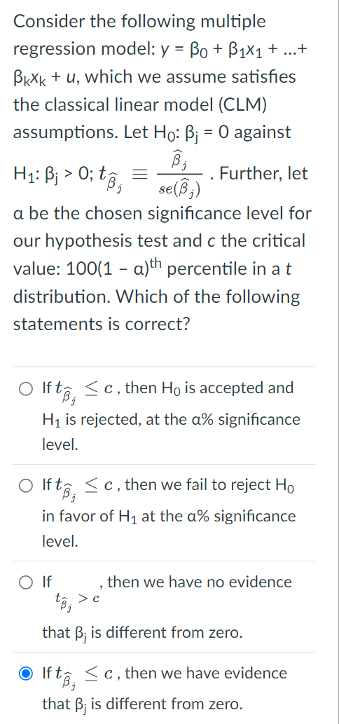 Solved Consider the following multiple regression model: | Chegg.com