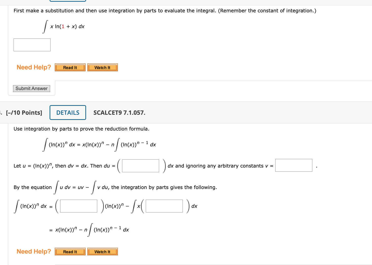 Solved Use integration by parts to prove the reduction | Chegg.com
