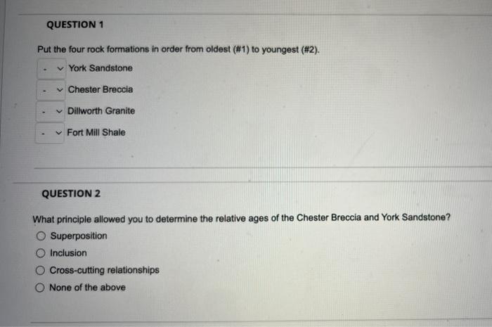 Solved Sedimentary Rock Formations Chester Breccia Fort Mill | Chegg.com