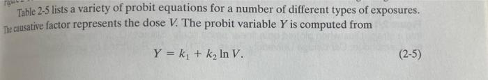 Solved 2-5. Use the probit equation (Equation 2-5) to | Chegg.com