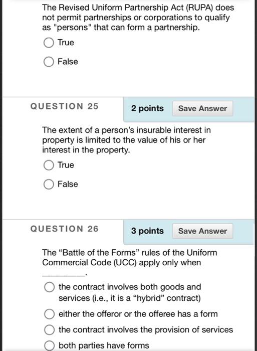 Solved The Revised Uniform Partnership Act (RUPA) does not | Chegg.com