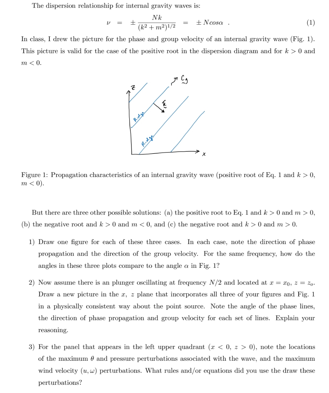 Solved The dispersion relationship for internal gravity | Chegg.com