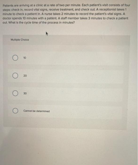 Solved Patients are arriving at a clinic at a rate of two | Chegg.com
