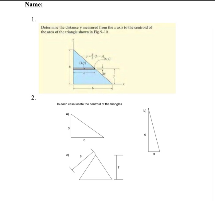Solved Name: Determine the distance y measured from the x | Chegg.com