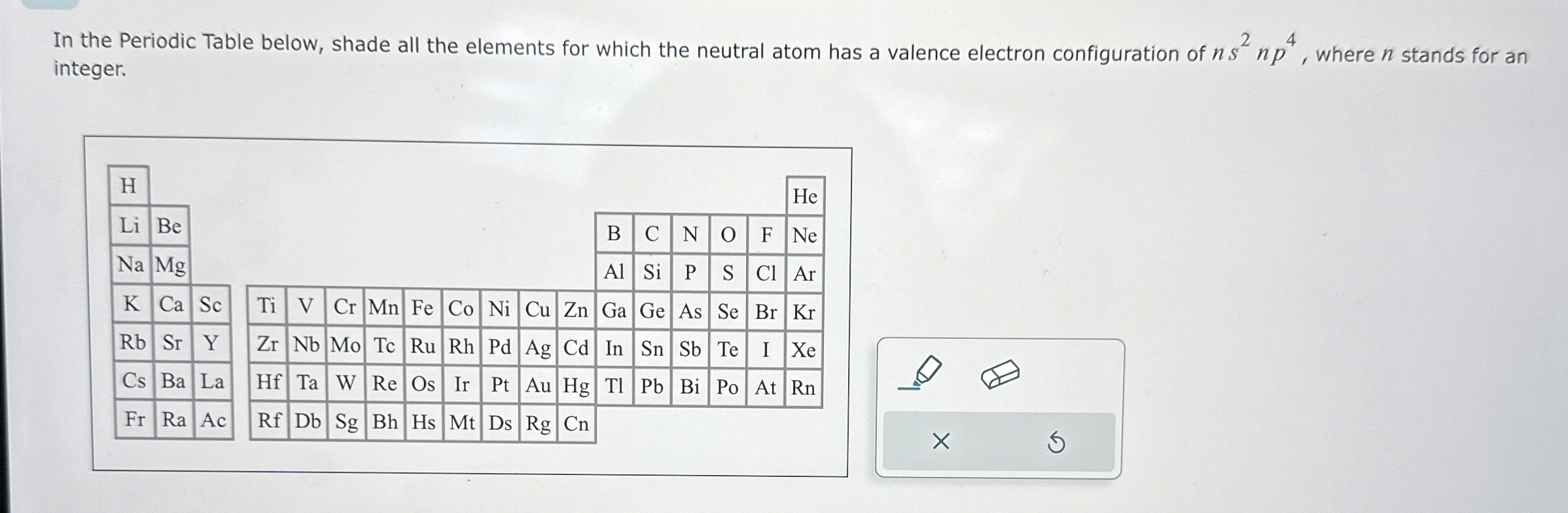 Solved In the Periodic Table below, shade all the elements | Chegg.com