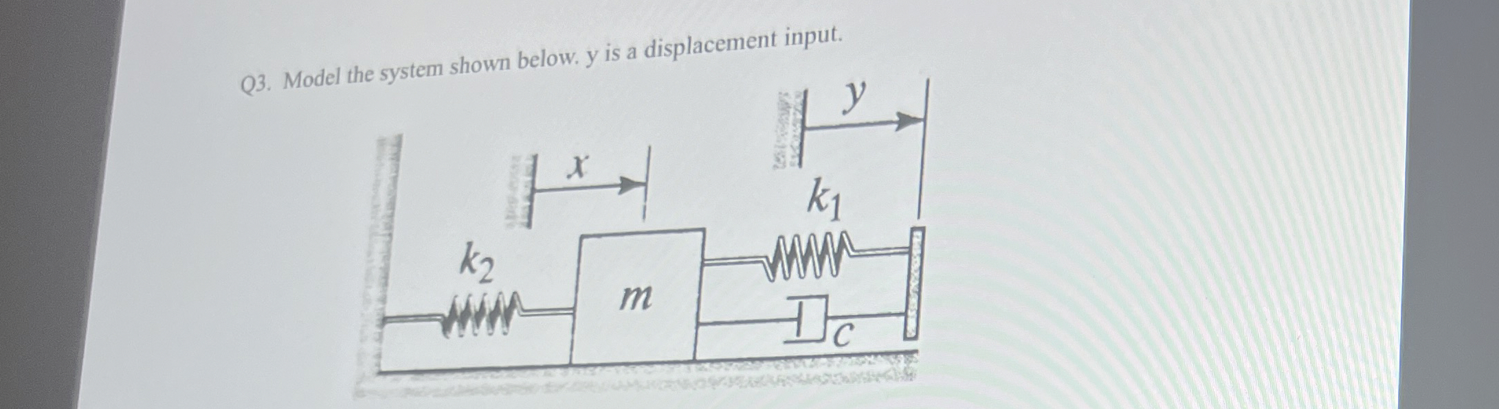 Solved Q3. ﻿Model the system shown below. y ﻿is a | Chegg.com
