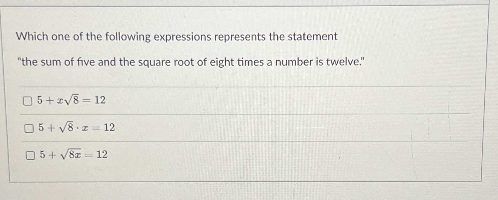Solved Which one of the following expressions represents the | Chegg.com