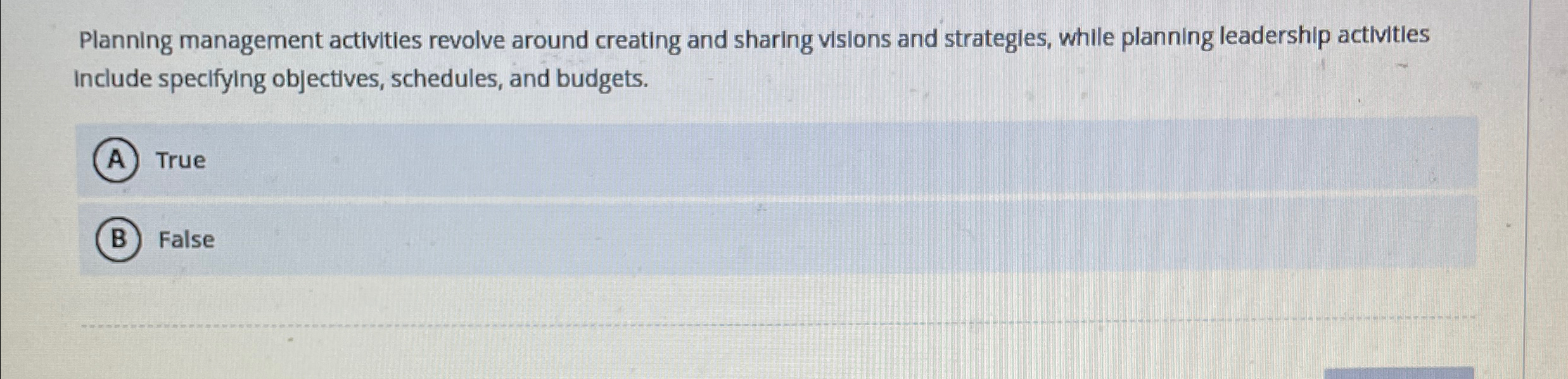 Solved Planning management activities revolve around | Chegg.com
