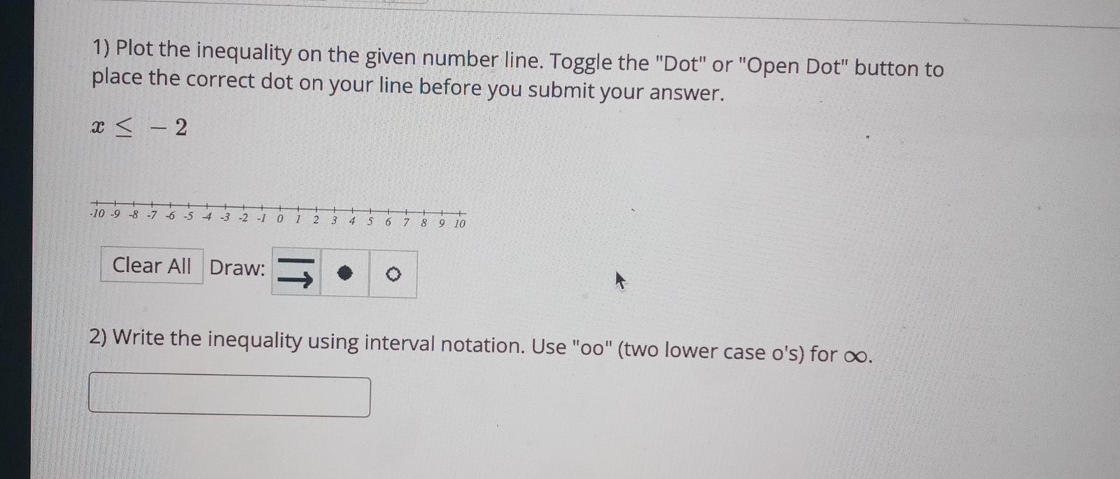 Solved Plot the inequality on the given number line. Toggle | Chegg.com
