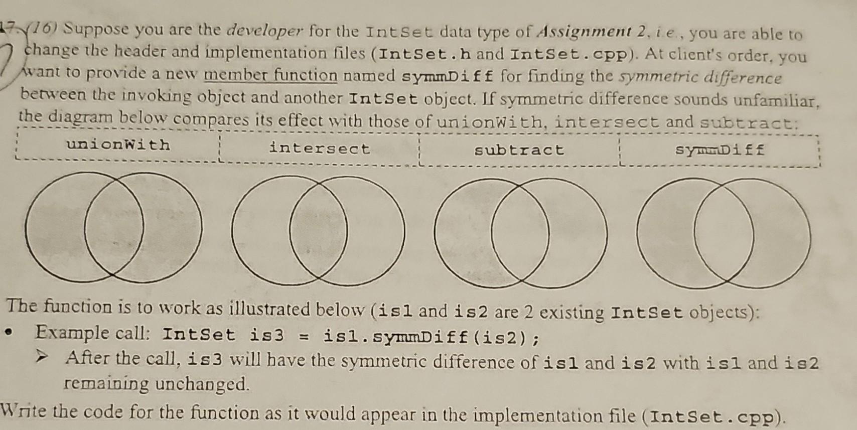 Solved 7. (10) Suppose you are the developer for the Int Set | Chegg.com