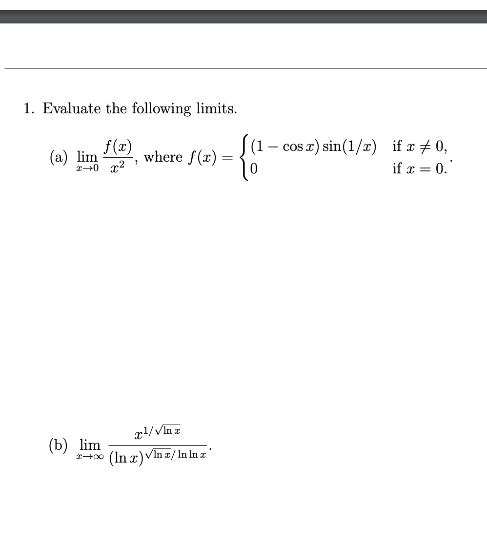 Solved Evaluate the following limits.(a) limx→0f(x)x2, | Chegg.com