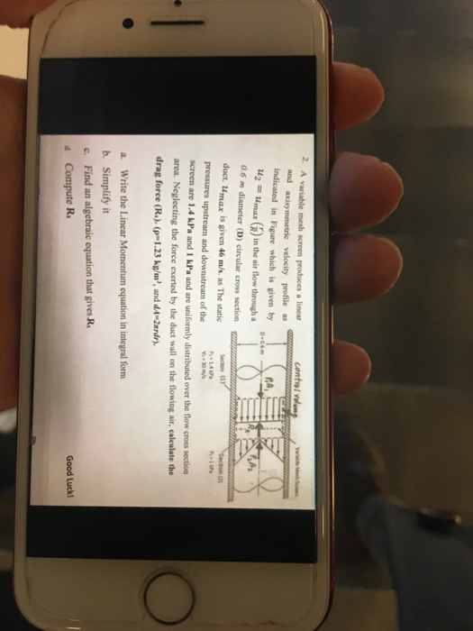 Solved 2. A variable mesh screen produces a linear control | Chegg.com