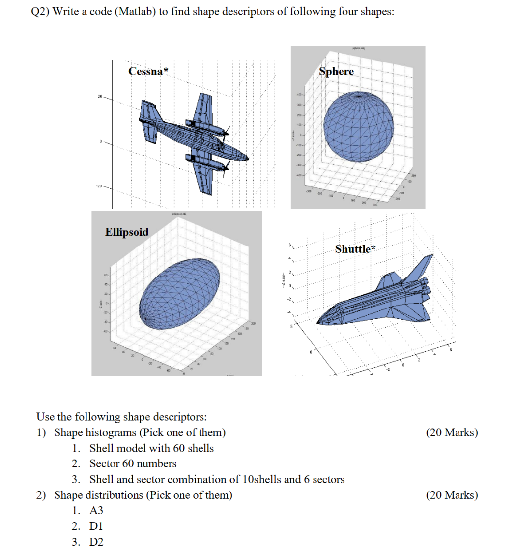 Solved Q2) ﻿Write a code (Matlab) ﻿to find shape descriptors | Chegg.com