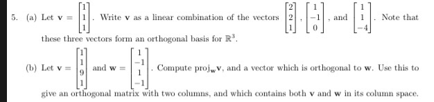 Solved 1 5. (a) Let v Write v as a linear combination of the | Chegg.com