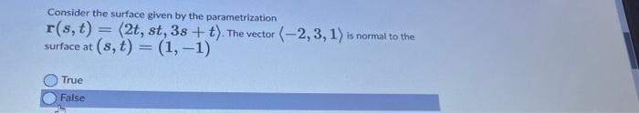 Solved Consider the surface given by the parametrization | Chegg.com