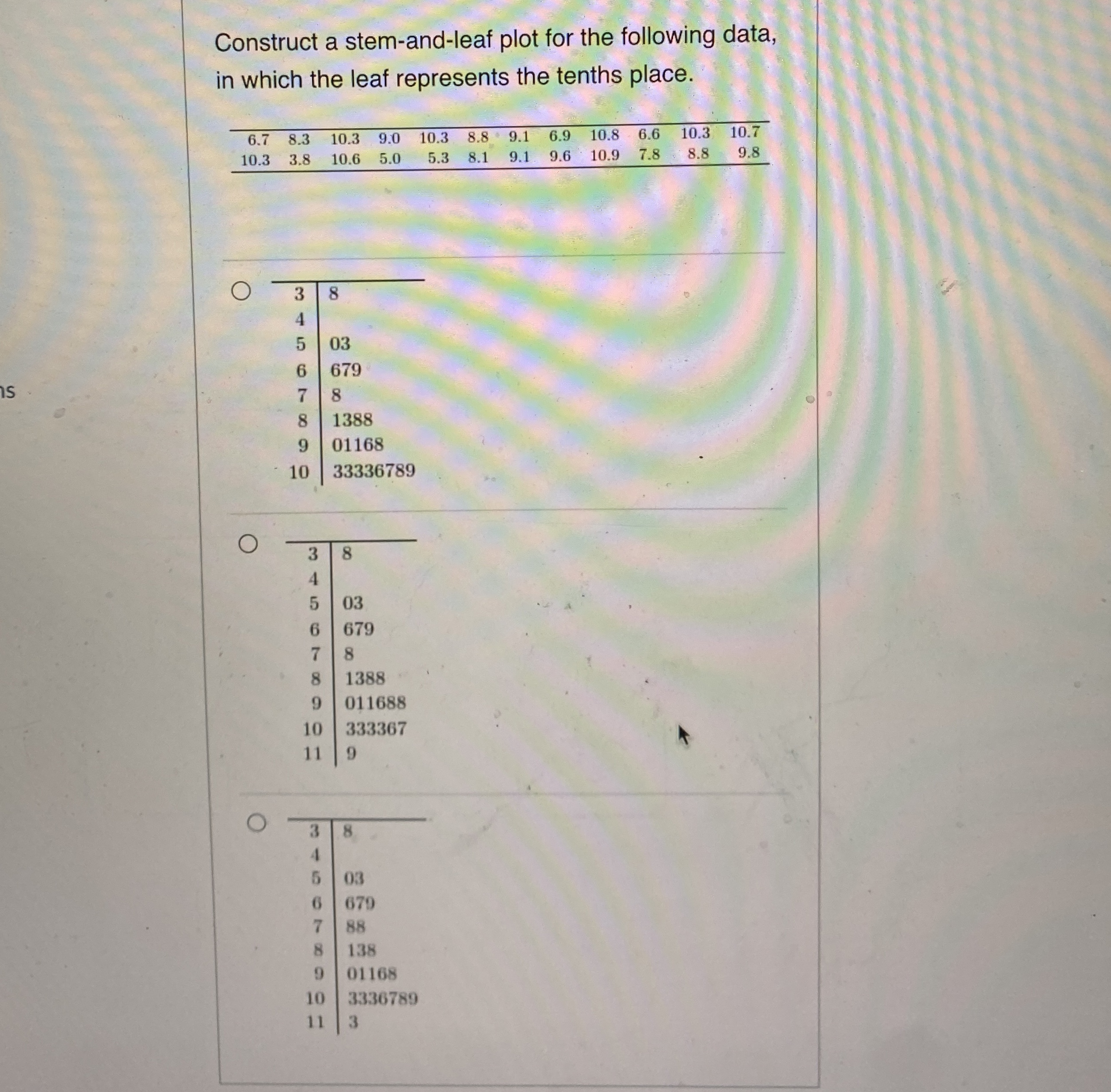 Solved Construct a stem-and-leaf plot for the following | Chegg.com