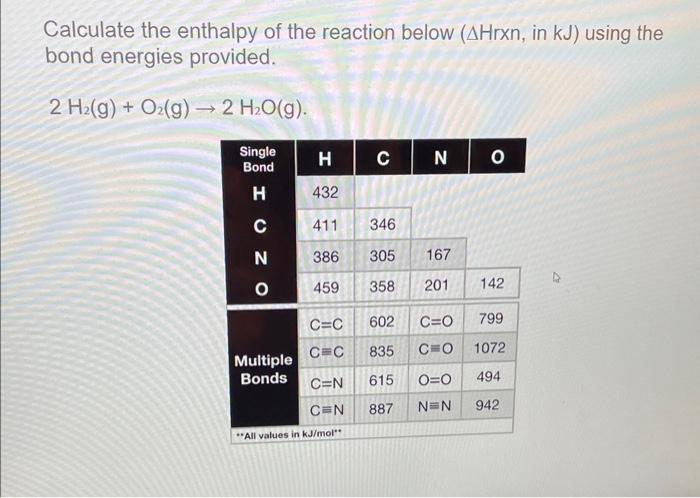 Solved Calculate The Enthalpy Of The Reaction Below Ahrxn