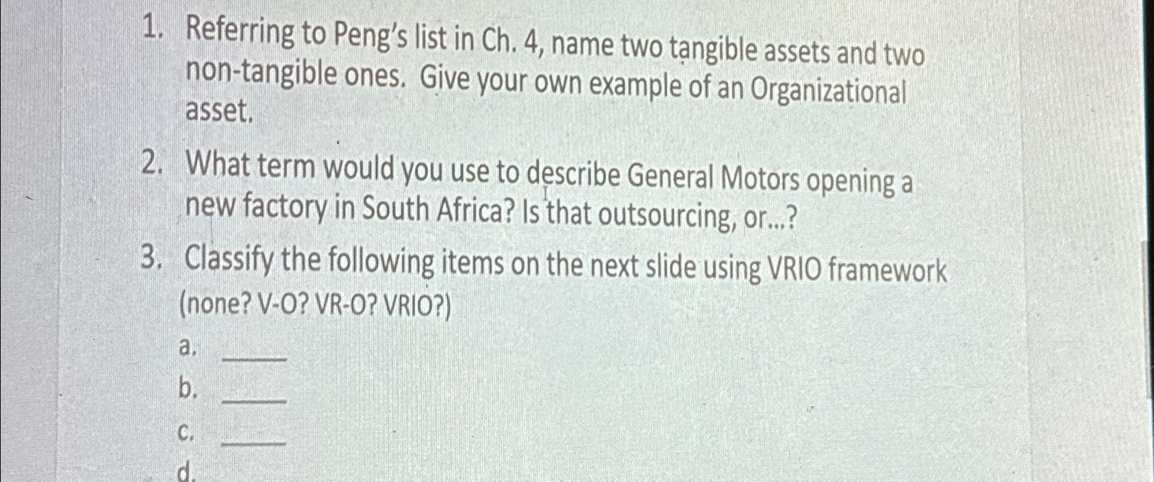 Solved Referring to Peng's list in Ch. 4, ﻿name two tangible | Chegg.com