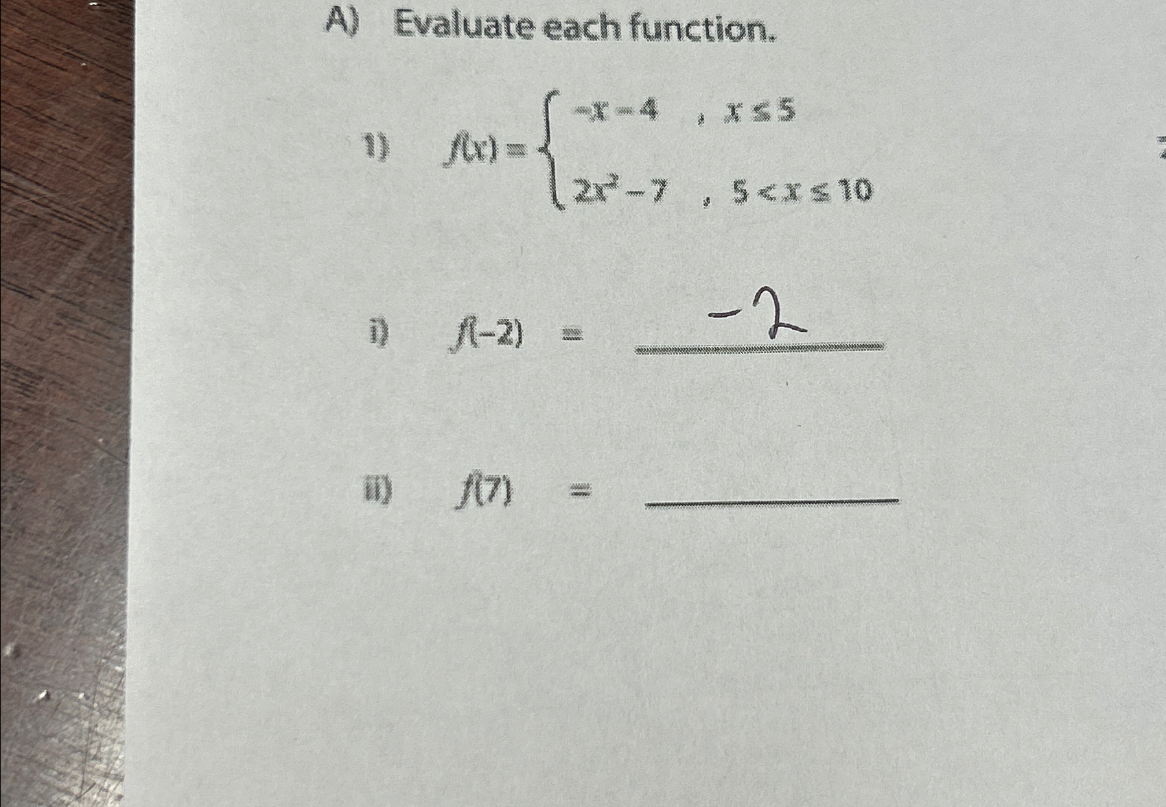 Solved A) ﻿Evaluate each function.]}(i(ii | Chegg.com