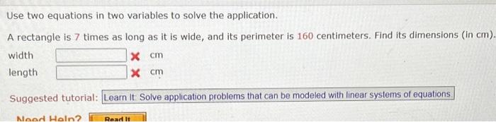 Solved Use two equations in two variables to solve the | Chegg.com