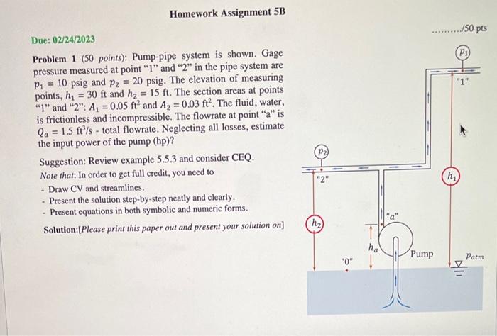 Solved Due: 02/24/2023 Problem 1 (50 points): Pump-pipe | Chegg.com