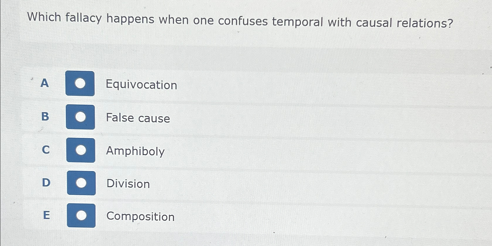 Solved Which fallacy happens when one confuses temporal with | Chegg.com