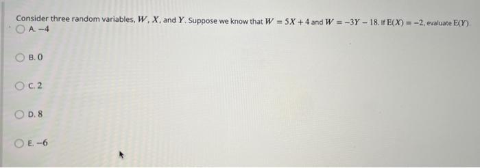 Solved Consider three random variables, W,X, and Y. Suppose | Chegg.com