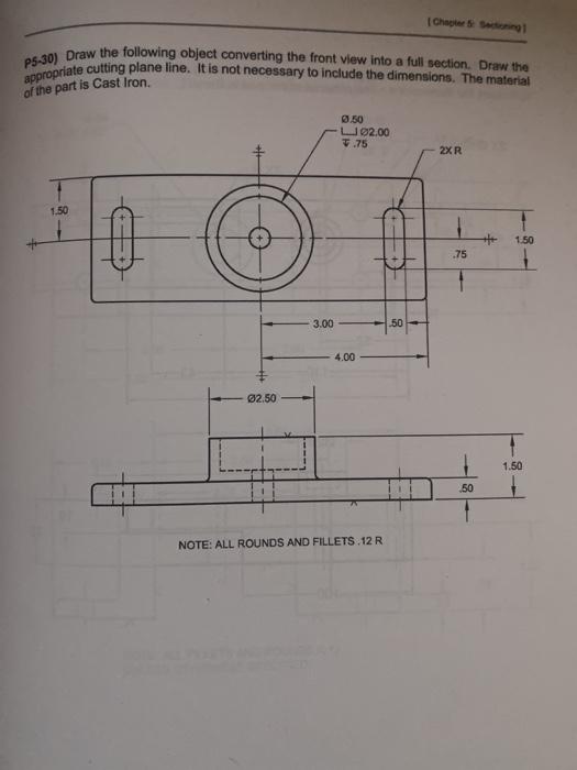 Solved PS-30) Draw the following object converting the front | Chegg.com