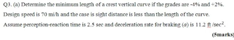 Solved Q3. (a) Determine the minimum length of a crest | Chegg.com