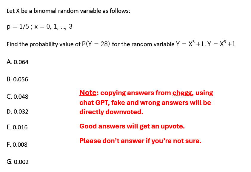 Solved Let x ﻿be a binomial random variable as | Chegg.com