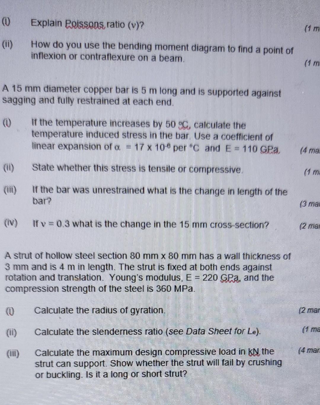 Solved e Explain Poissons ratio (v)? (1 m How do you use the | Chegg.com