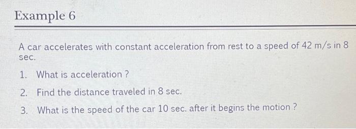 Solved A car accelerates with constant acceleration from | Chegg.com