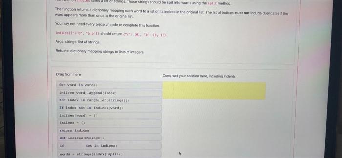 Solved 3. Tracking indices where words appear Compose a | Chegg.com