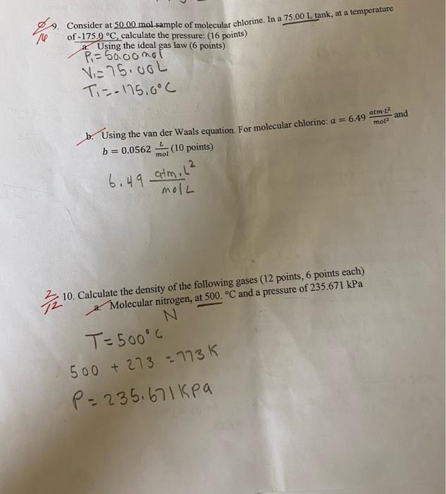 Solved Q 9. Consider at 50.00 mol sample of molecular | Chegg.com